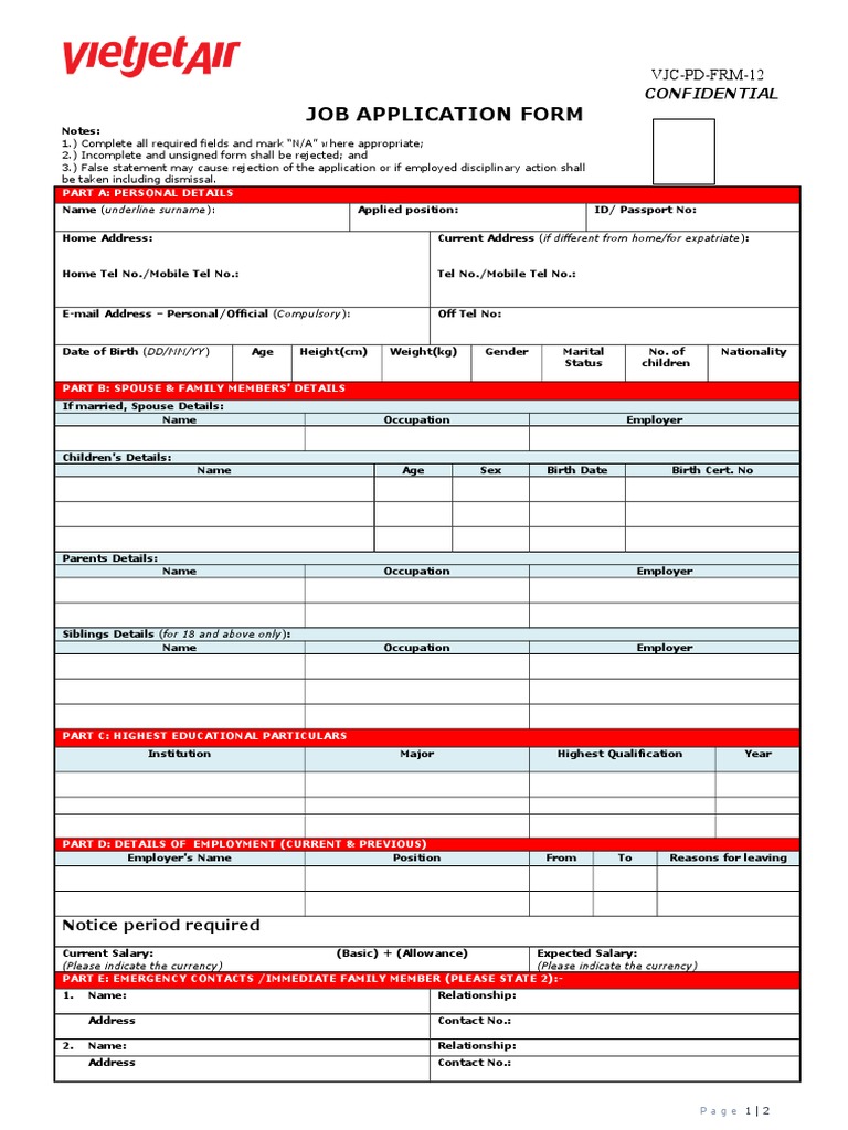 VJC-PD-FRM-12 Form Job Application - 014 | PDF | Employment | Justice
