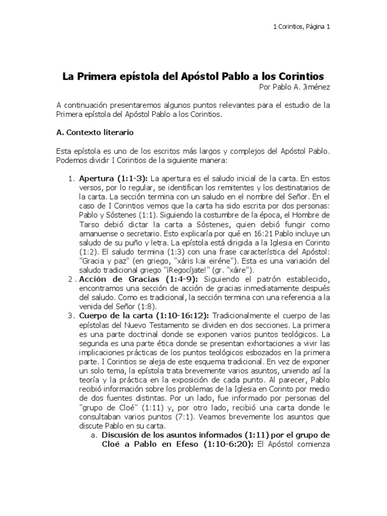 1 Corintios | PDF | Primera epístola a los corintios | Pablo el apóstol