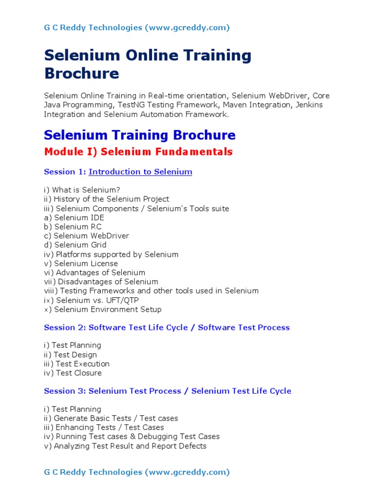 Selenium Online Training | PDF | Selenium (Software) | Method (Computer Programming)