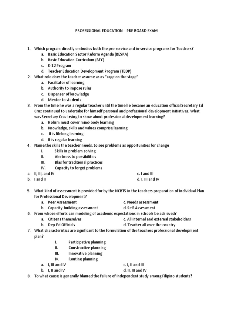 Professional Education | PDF | Teachers | Classroom