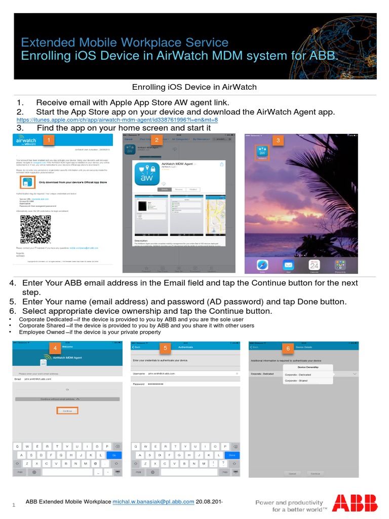 Enrolling iOS Device in AirWatch MDM System For ABB | PDF | Ios ...