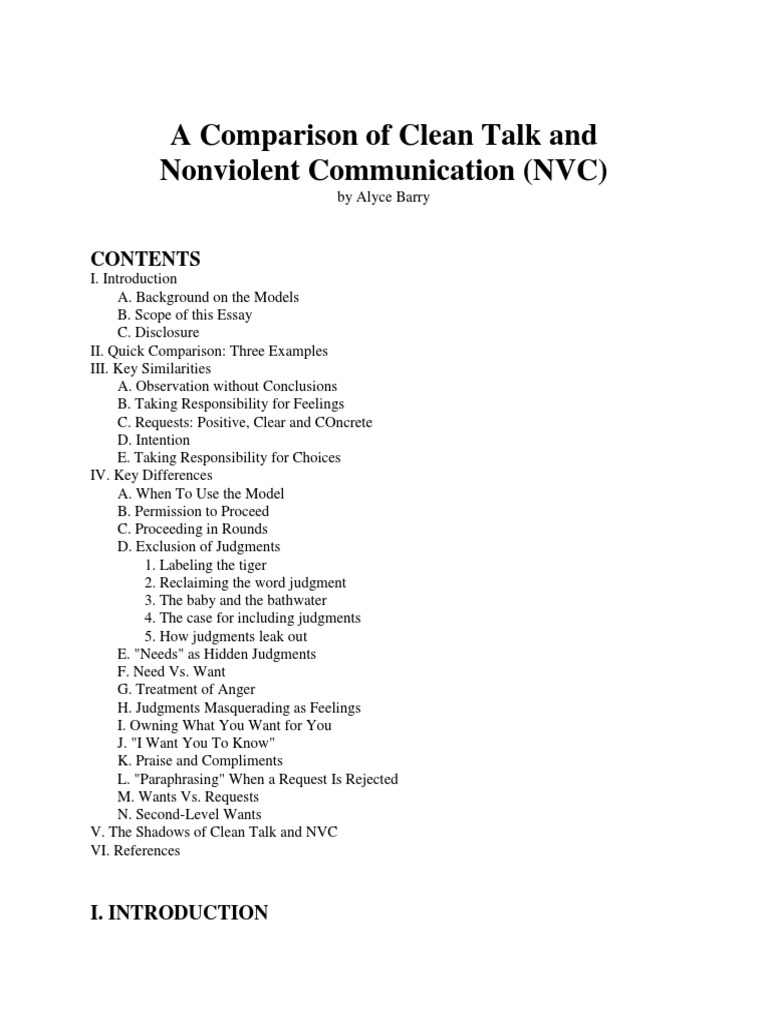 BARRY A Comparison of Clean Talk and NVC | PDF | Anger | Emotions