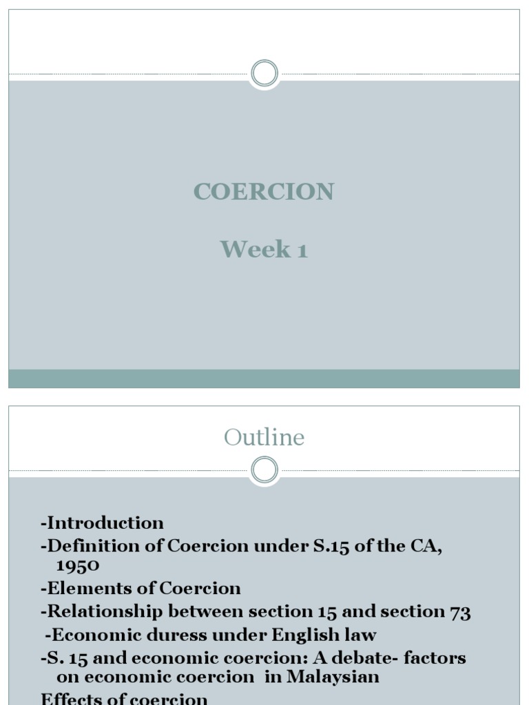 COERCION | PDF | Coercion | Legal Concepts