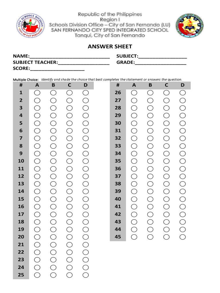 g8 With Answer Sheet | PDF | Mathematical Objects | Elementary Mathematics