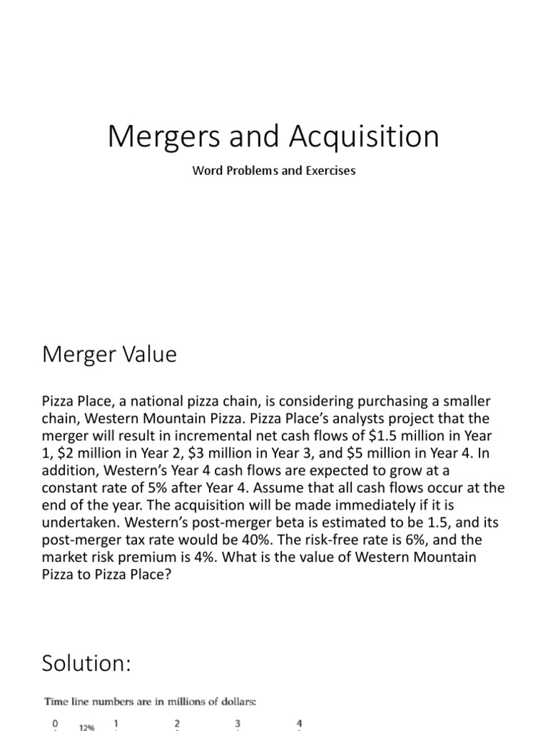 Exercise Solution Merger and Acquisition | PDF | Mergers And Acquisitions | Beta (Finance)