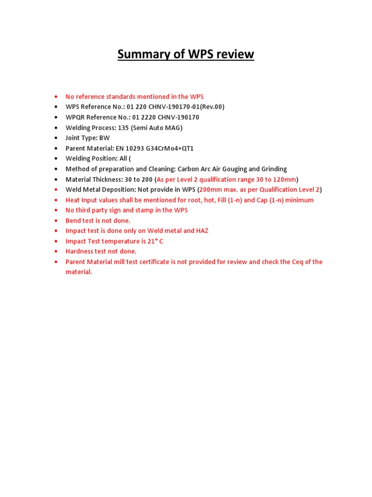 WPS review summary highlights missing details | PDF