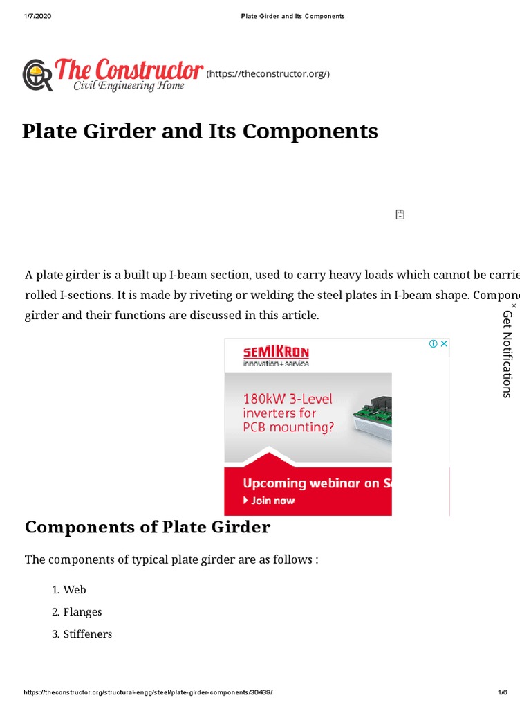 Plate Girder and Its Components | PDF | Civil Engineering | Structural ...