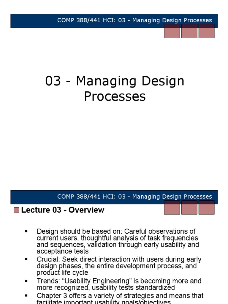 03 2007 09 20 HCI Managing Design Processes PDF | PDF | Usability | Software Development