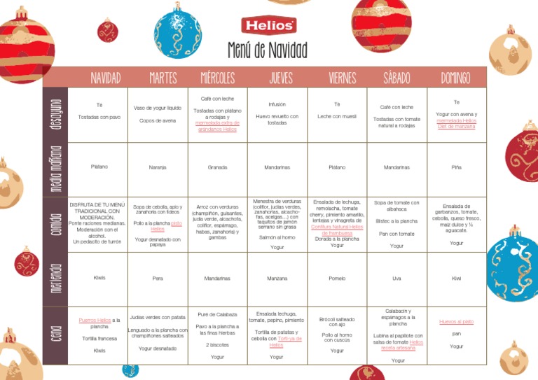 Helios Menu Navidad | PDF | ensalada | Cocina