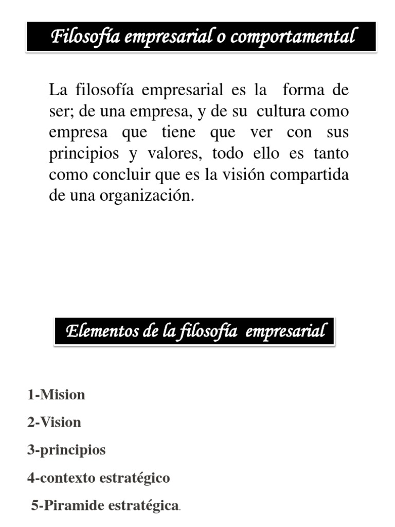 Filosofía Empresarial: Misión y Visión | PDF | Crecimiento personal y ...
