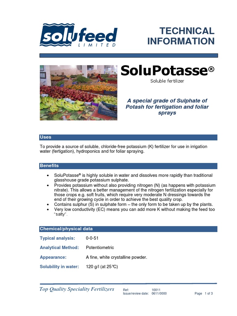 Solupotasse Tds PDF | PDF | Potassium | Diet & Nutrition