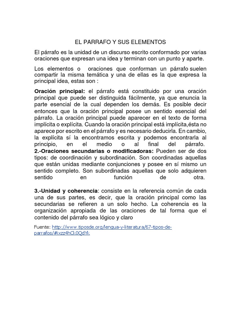 El Parrafo y Sus Elementos | PDF