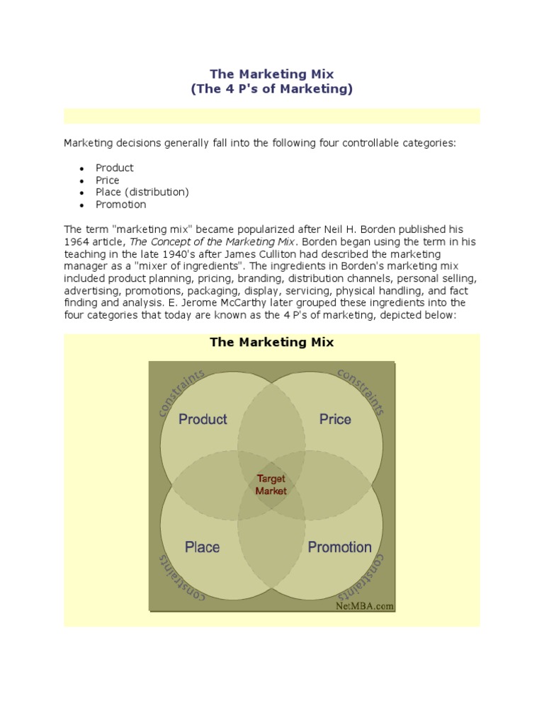 The Marketing Mix | PDF