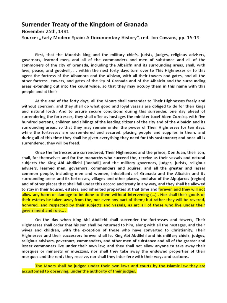 Treaty of Granada: Moors' Rights | PDF | Moors | Granada
