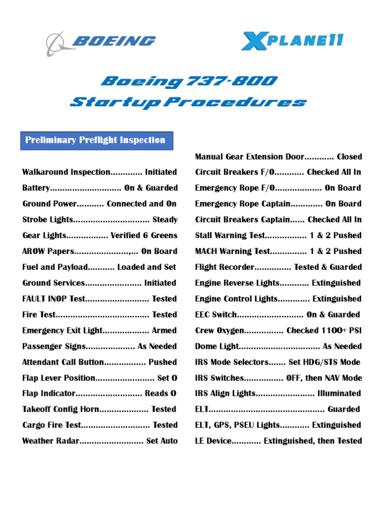 Boeing Checklist 737 | PDF | Aircraft | Aerospace Engineering