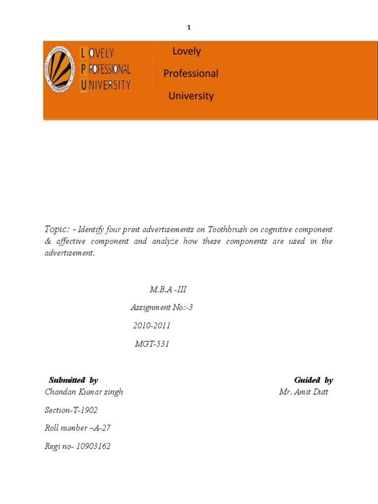 Lovely Professional University: Topic | PDF | Cognition | Psychological ...