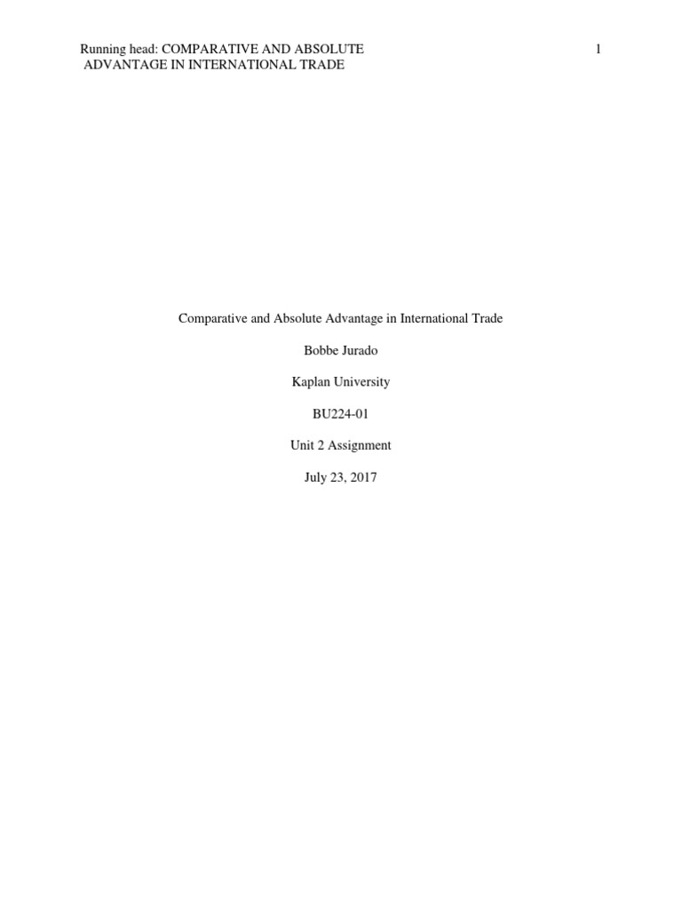 Comparative and Absolute Advantage in International Trade | PDF ...