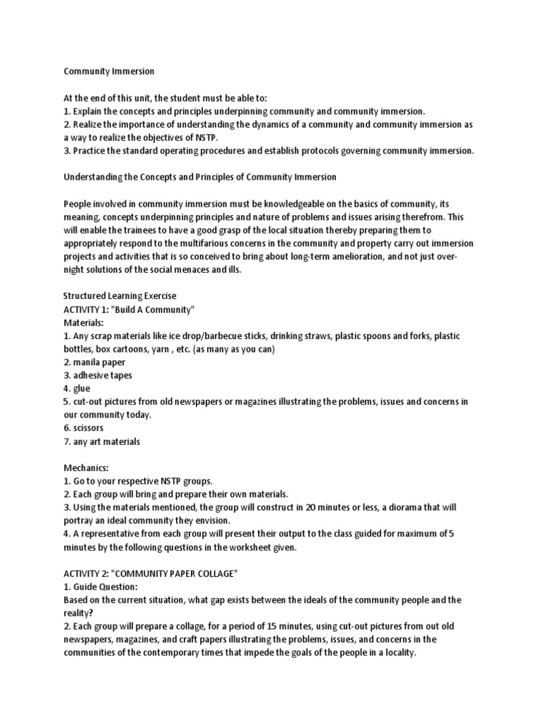 Community Immersion | PDF | Community