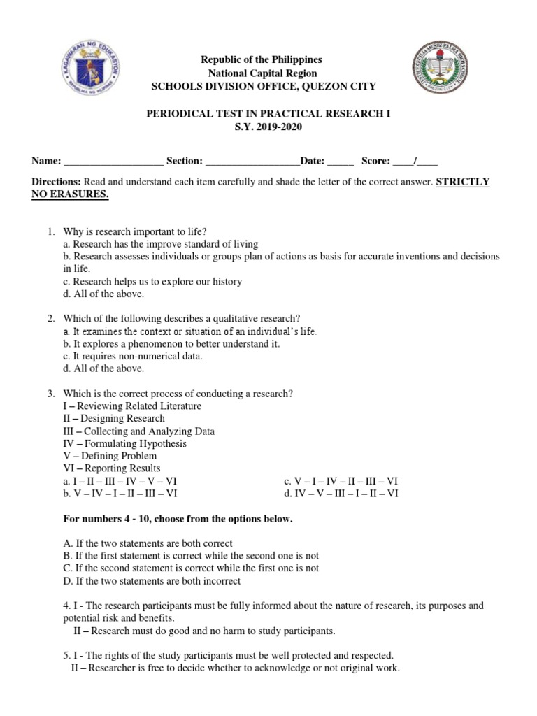 Practical Research I Periodical Test | PDF | Qualitative Research ...