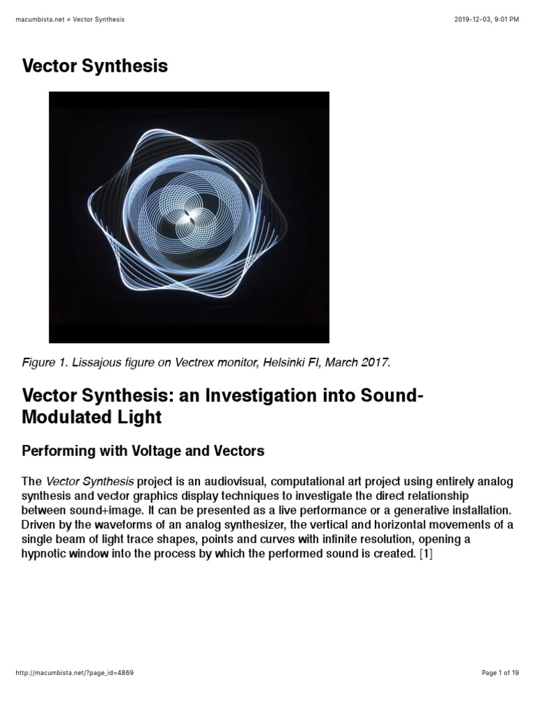 Vector Synthesis | PDF | Synthesizer | Computer Monitor
