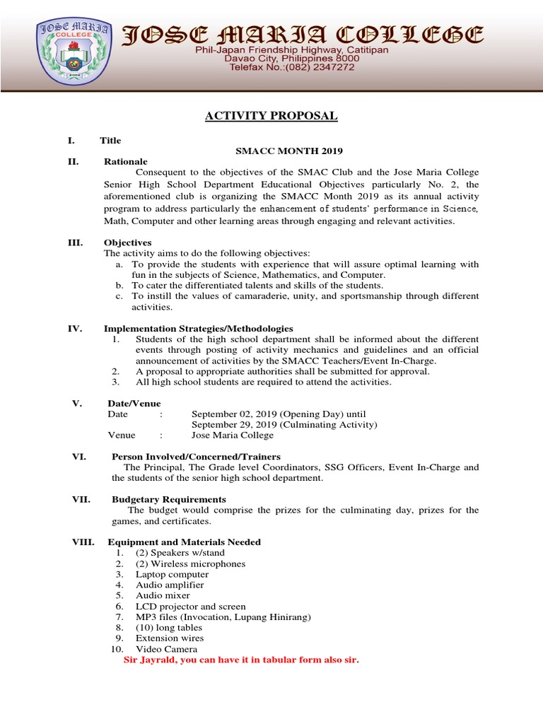 Activity Proposal | PDF