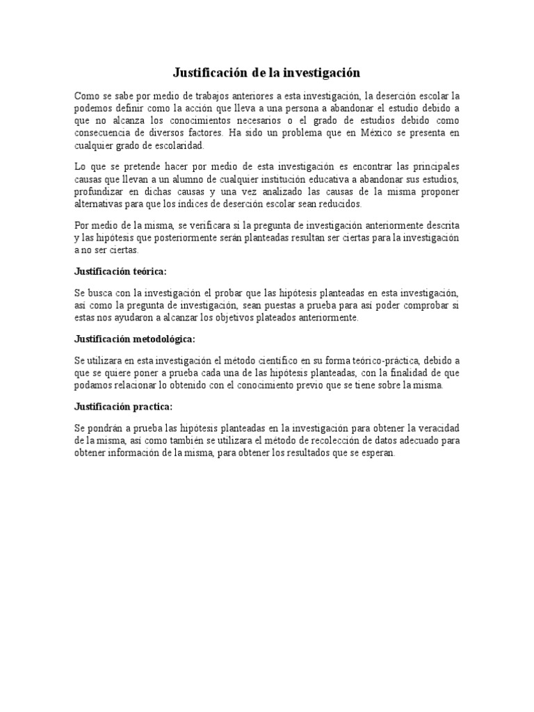 Justificación de la investigación