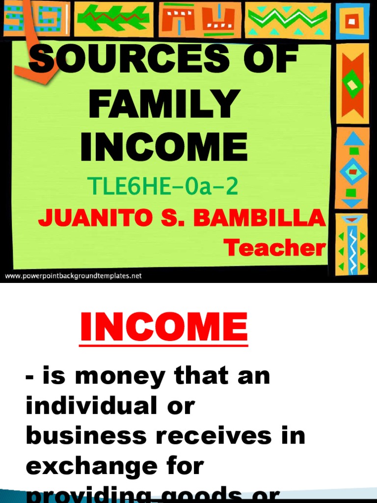 Sources of Family Income Explained | PDF | Income | Money