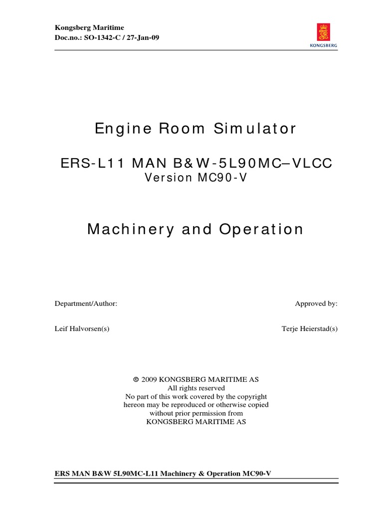 SO 1342 C Part 1 Engine Room Simulator MAN BW 5L90MC L11 PDF | PDF ...