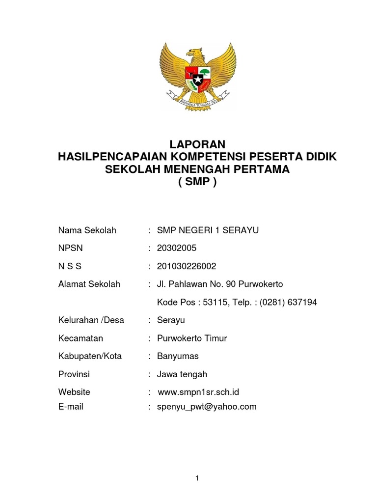 Contoh Cover Raport SMP dan SD | PDF