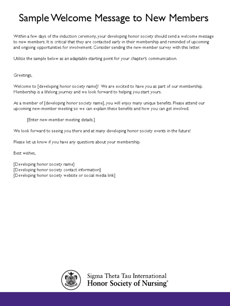 Welcome Message for New Members | PDF | Career & Growth