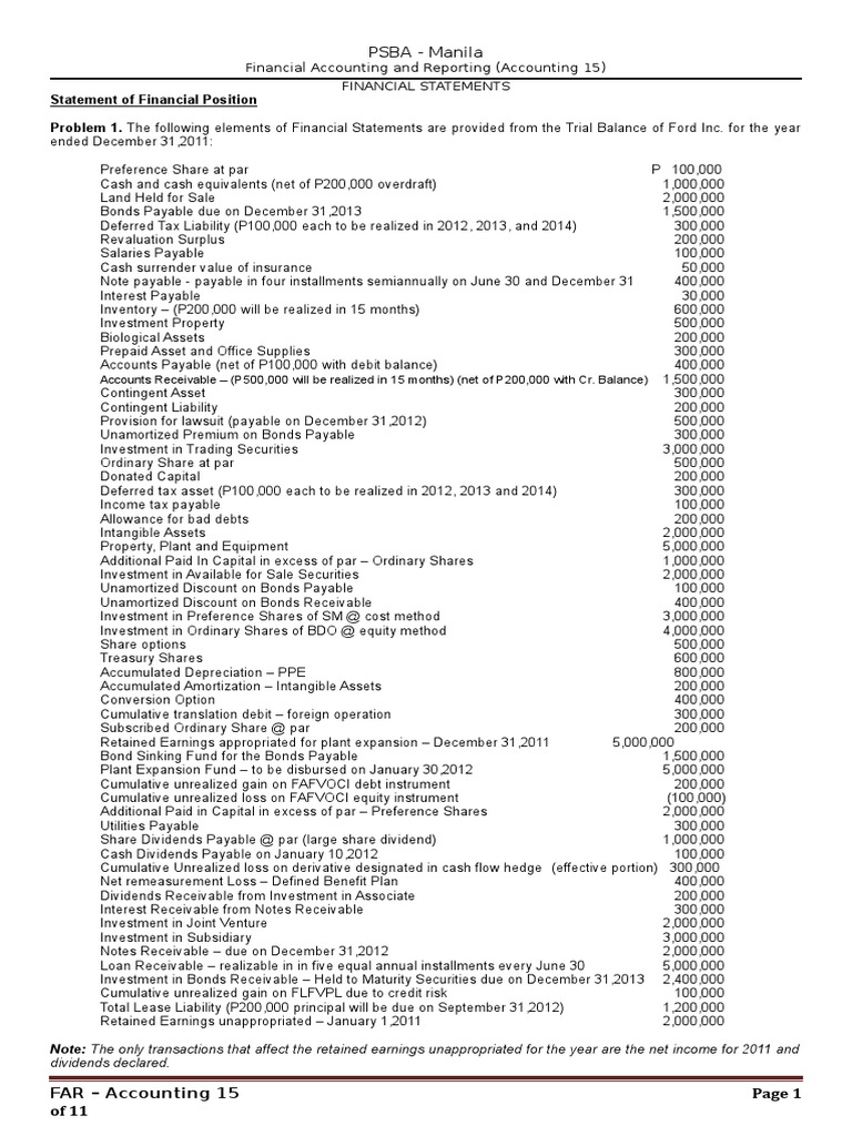 Analysis of Financial Statements and Accounting Transactions for Ford ...