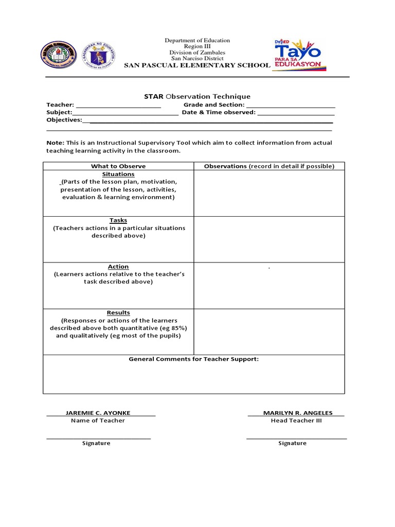 Star Observation | PDF | Lesson Plan | Teachers