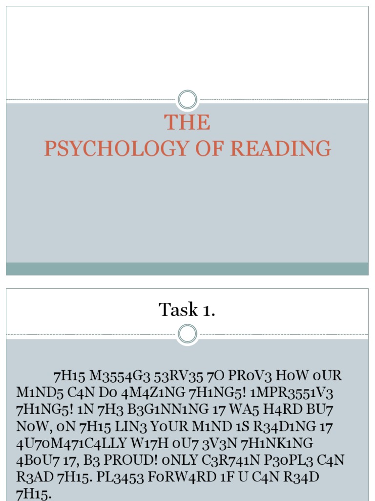 The Psychology of Reading | PDF | Schema (Psychology) | Top Down And ...