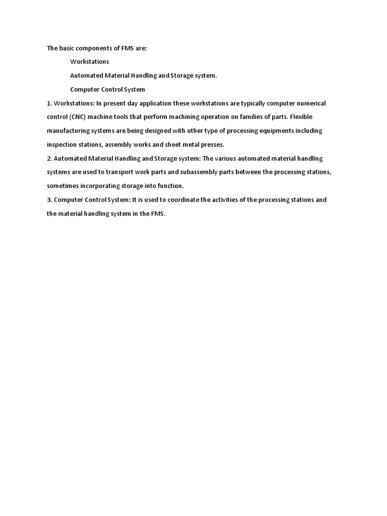 The Basic Components of FMS Are | PDF