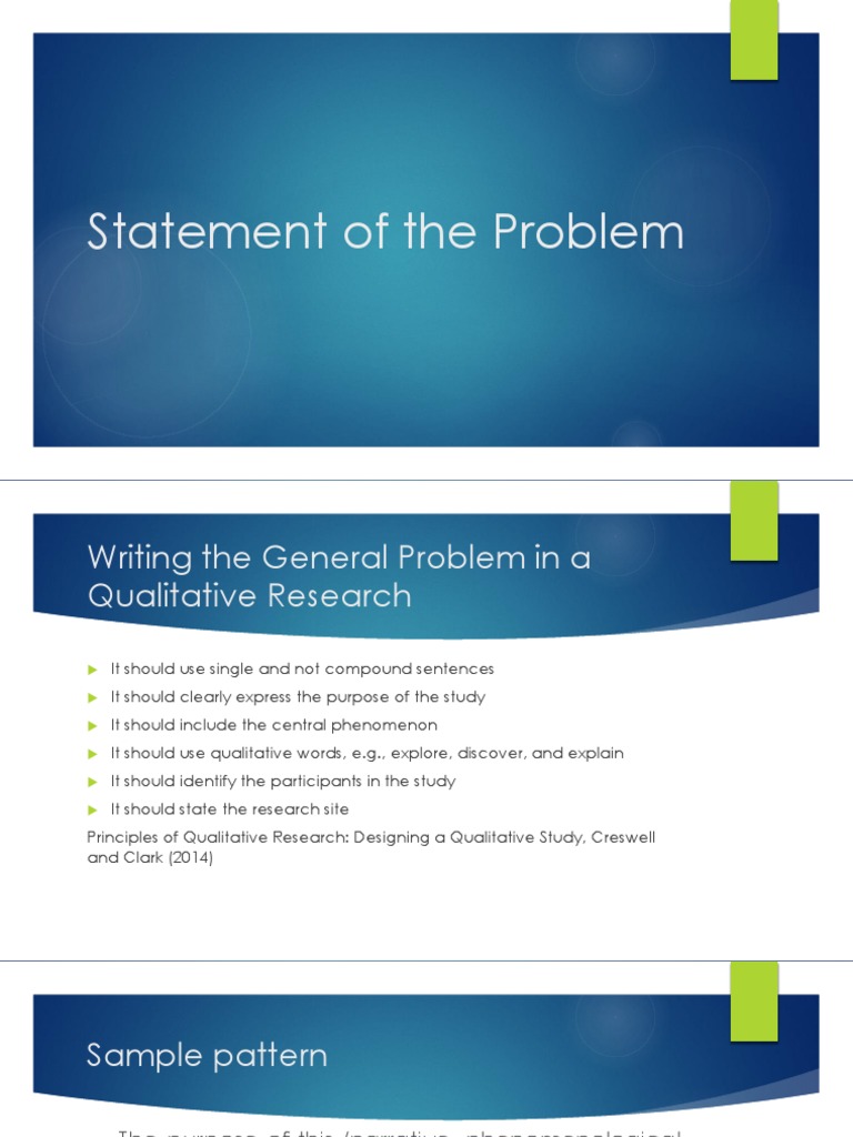 Statement of The Problem | PDF | Qualitative Research | Question