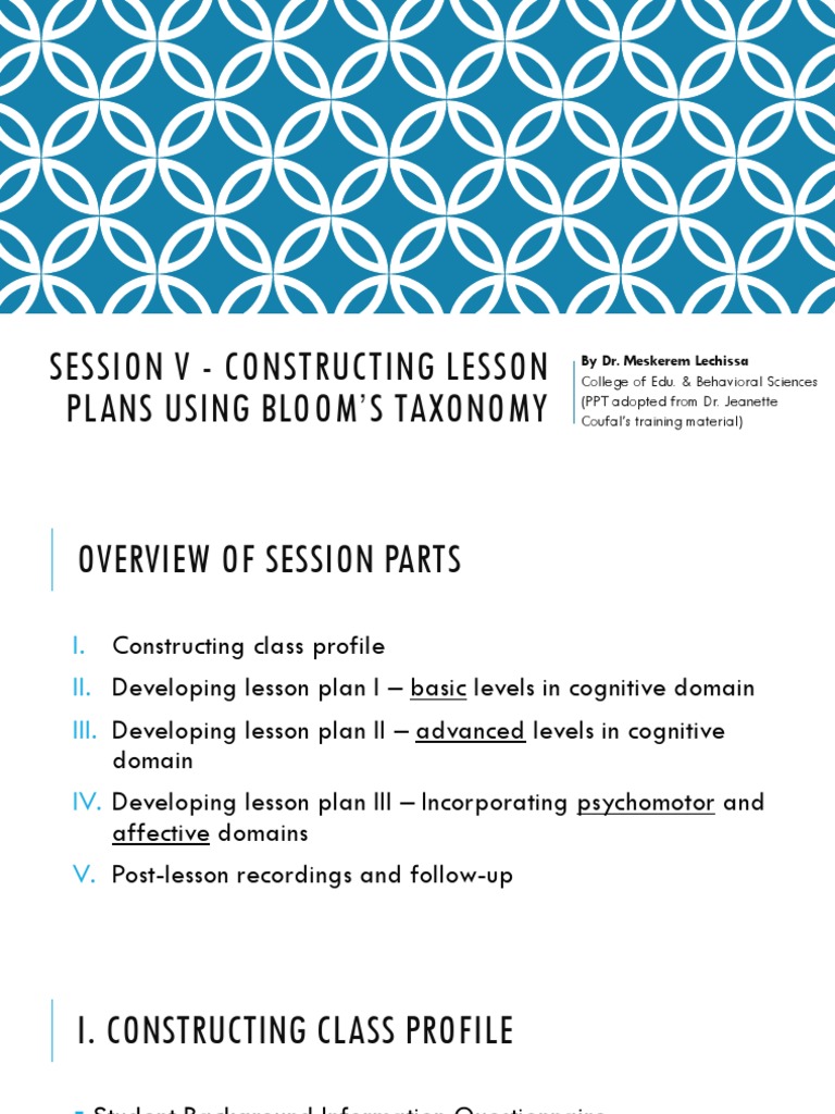 Session - 5 - Constructing Lesson Plans Using Bloom's Taxonomy PDF ...