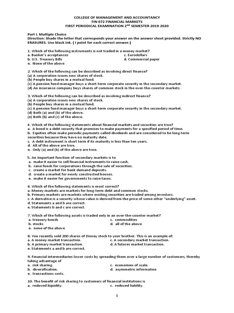 Prelim Exam - For Printing | PDF | Financial Markets | Present Value