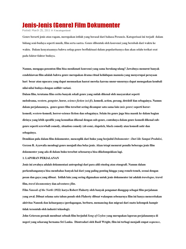 Jenis Film Dokumenter | PDF