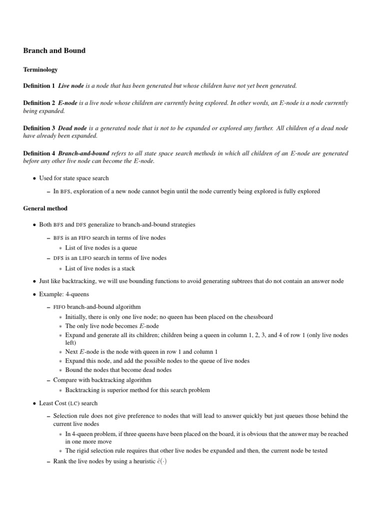 Branch and Bound | PDF | Mathematical Optimization | Algorithms And ...