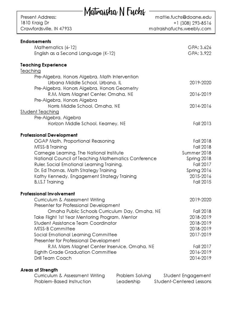 Fuchs Resume 2020 | PDF | Applied Psychology | Behavior Modification