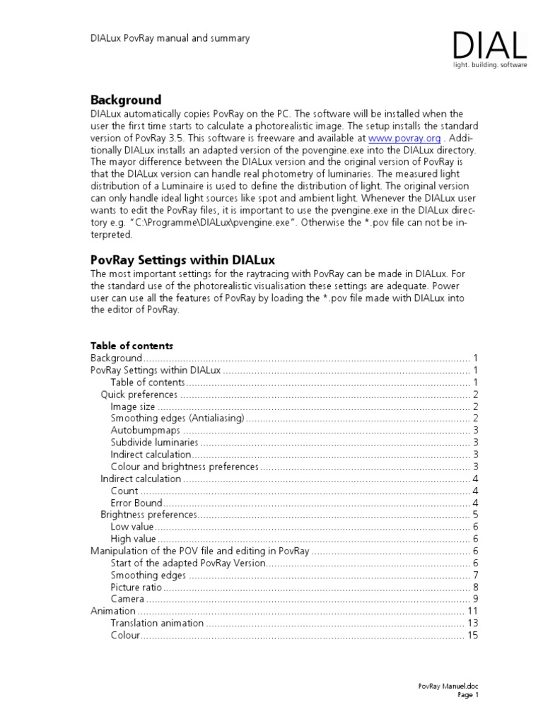 DIALux Pov Ray Manual | PDF | Computers