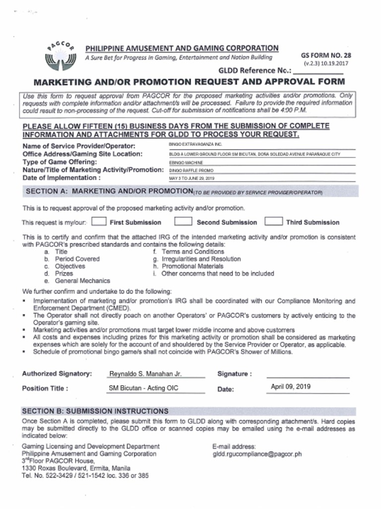 GS Form No. 28 - Marketing And-Or Promotion Form | PDF
