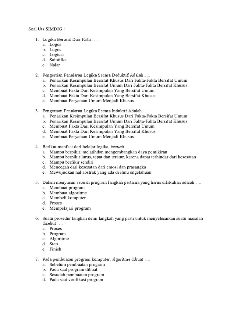 Soal Uts SIMDIG | PDF