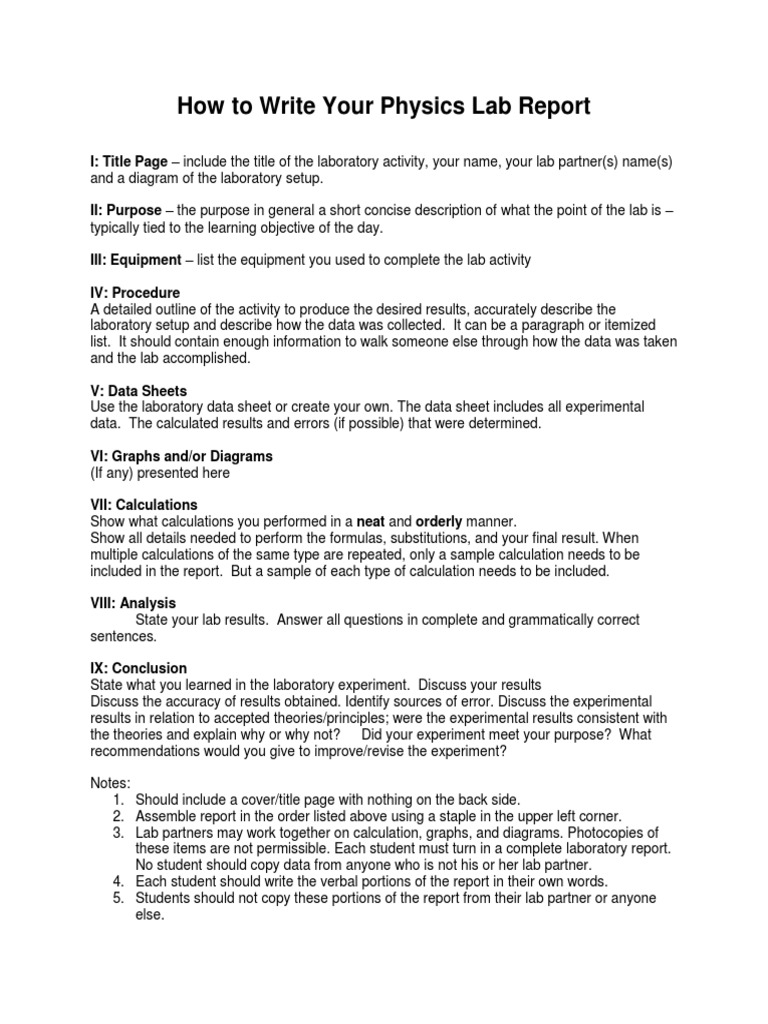 How To Create Your Own Physics Lab Report | PDF | Experiment | Laboratories