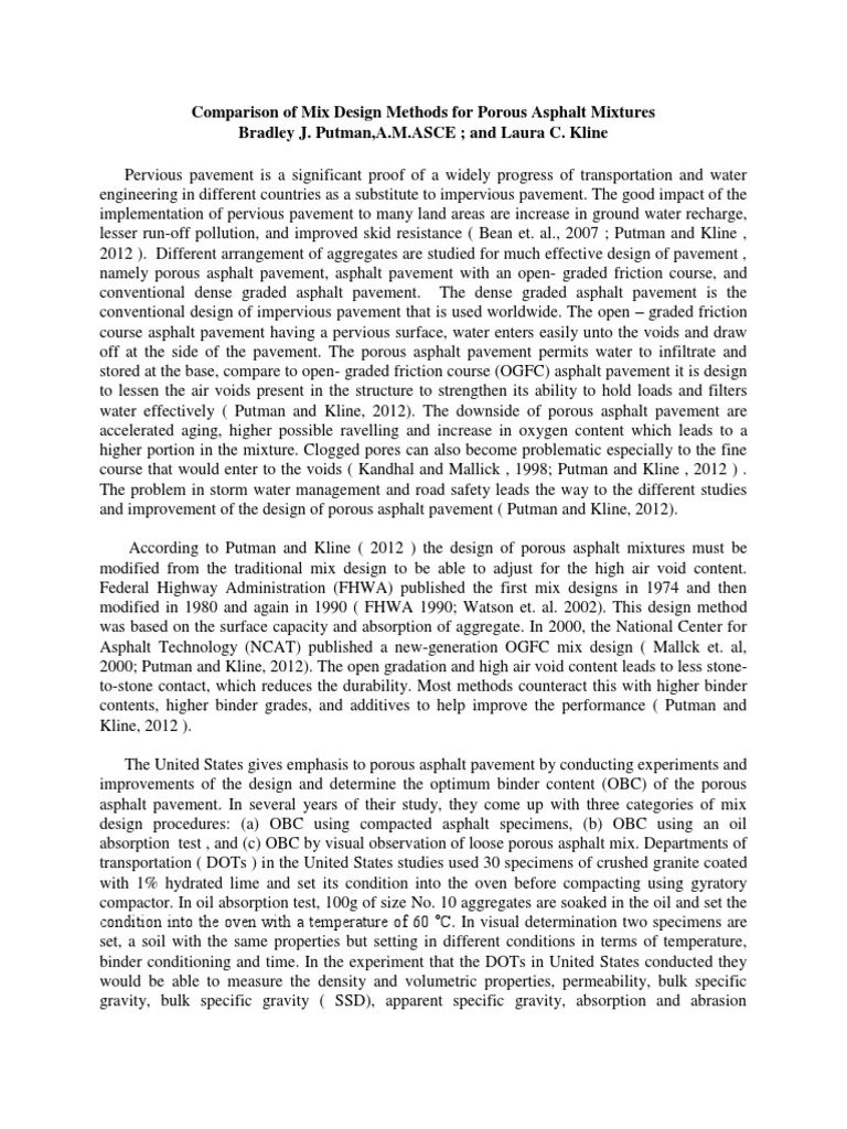 Porous Asphalt Mix Design Methods | PDF | Porosity | Road Surface
