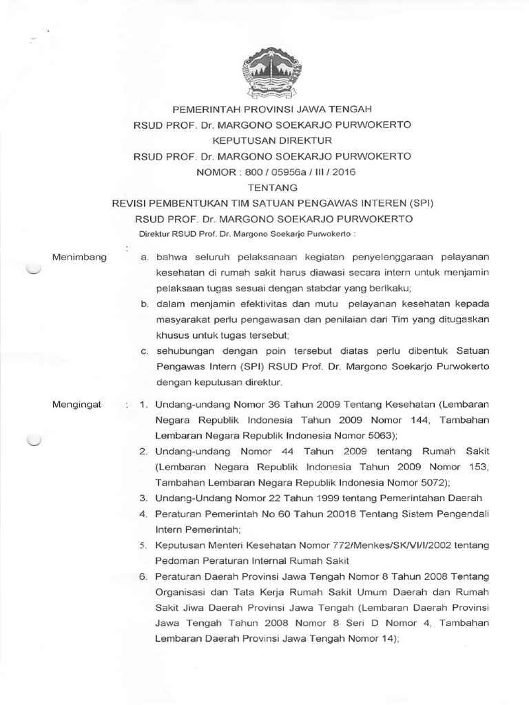 SK - Revisi - Pembentukan - Tim - Satuan - Pengawas Interen (Spi) PDF | PDF