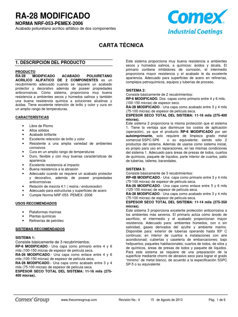Ra 28 Mod Norma 053 | PDF | Poliuretano | Revestimiento
