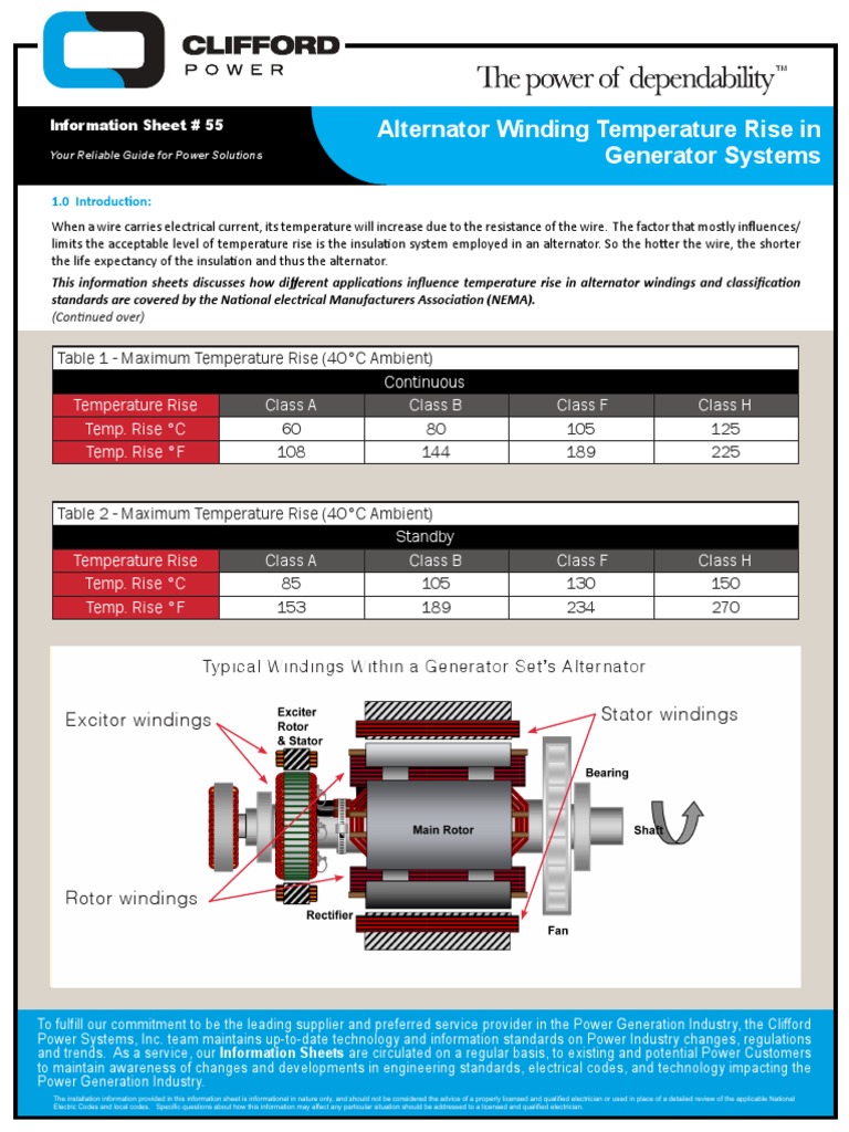 Alternator Temperature Winding Class PDF | PDF | Electric Generator ...