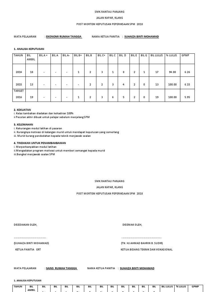 Borang Post Mortem SRT 2018 | PDF