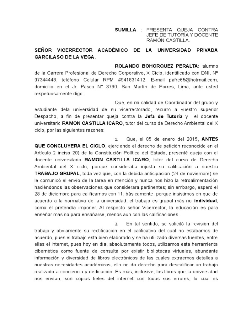 Modelo Queja Administrativa | PDF | Gobierno